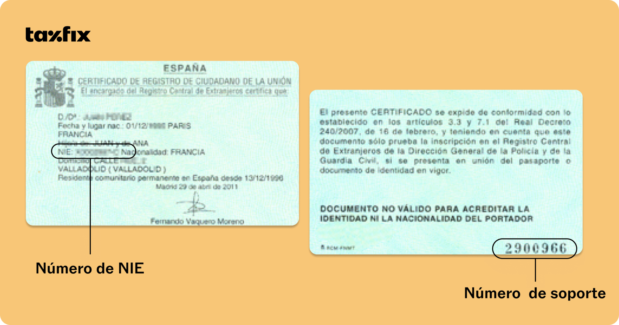 ¿Cuál es el número de soporte del NIE? – Taxfix