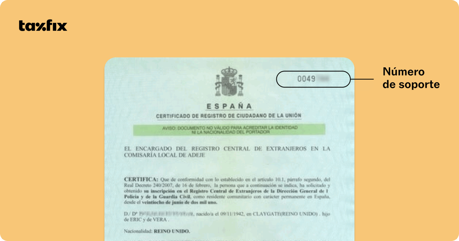 ¿Cuál es el número de soporte del NIE? – Taxfix
